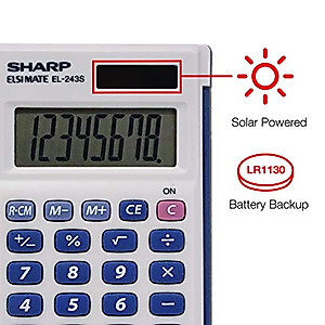 Sharp Electronics 8-Digit Twin Powered Calculator (EL-243S/EL-243SB)