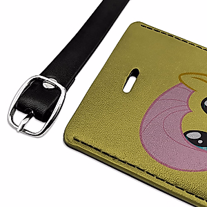 My Little Pony Fluttershy Face Rectangle Leather Luggage Card Carry-On ID Tag