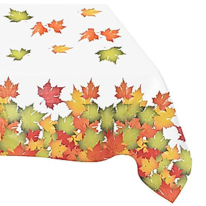 Gift Boutique 6 Disposable Thanksgiving Leaves 54" X 108" Rectangle Fall Maple Leaf Plastic Cover Party Supply Decoration for Harvest Autumn Holiday Birthday Buffet Banquet Picnic Table Cloth
