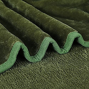 Lutoris Flannel Oversized King Blankets 220gsm 120"x120", Giant Huge 10'x10' Cozy Big Throw Blanket Fits The Whole Family, Extra Large Soft Fleece Blankets for Bed Sofa Couch Travel, Army Green