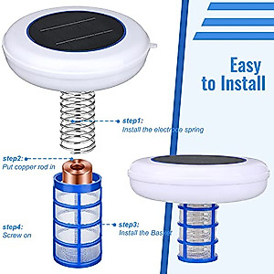 Solar Pool Ionizer Pool Purifier with 1 Replacement Copper Anode Less Chlorine Kill Algae Keeps Water Clear Pool Cleaning Clarifier Longer Lasting Anode High Gallons