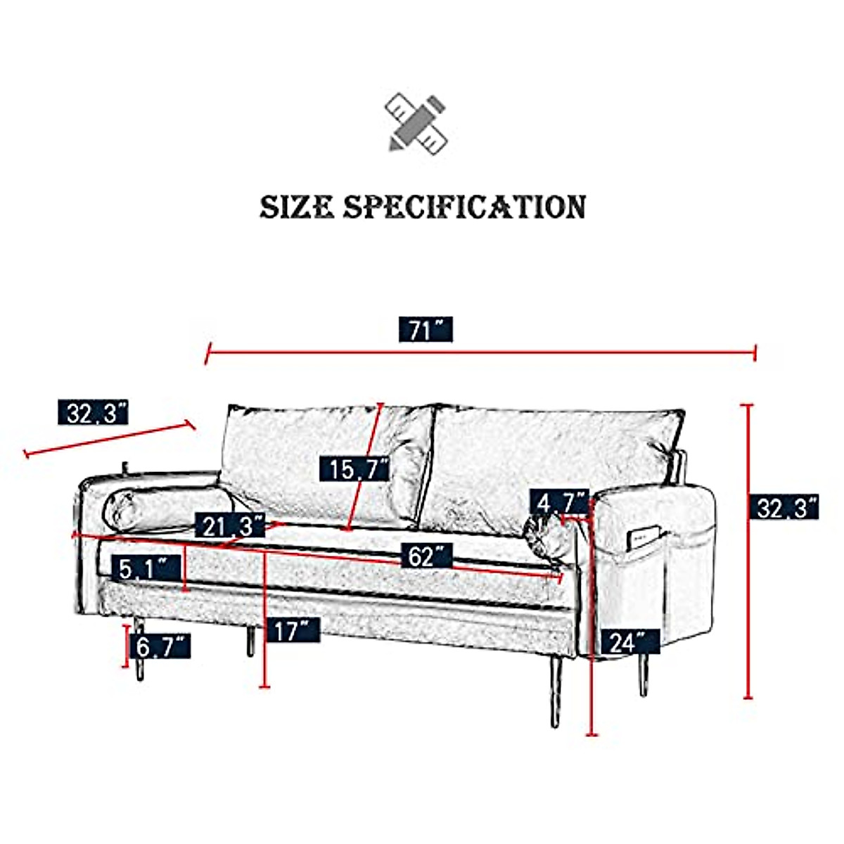 SLEERWAY Velvet Couch with 2 Small Pillows, Modern Loveseat Sofa Twin Size Contemporary Sofas for Living Room and Bedroom (Green)