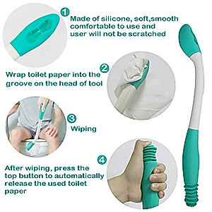 Toilet Aid Wiper Self Assist Bathroom Bottom Butt Wipe Helper Wand Long Reach Comfort Wipe Tool Paper Tissue for Pregnant After Surgery Seniors Arm Handicap Bariatric