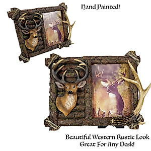 Urbalabs Western Hunter Deer Faux Antler 3D Cabin Picture Photo Frame Country Decor Picture Frame 5 x 7 Rustic Gifts Farmhouse Picture Frames Standing 5x7 Elaborate Picture Frame
