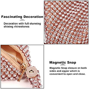 ele ELEOPTION Women Rose Gold Clutch Rhinestone Purse Bling Evening Bag Triangle Women's Wedding Purse for Party Cocktail for 6.0 inch Phones