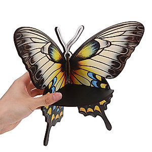 LOGOFUN Butterfly Crystal Shelf Hollow-Out Butterfly Shaped Floating Shelf 3D Wooden Butterfly Wall Rock for Home Office Wall Decor - Yellow
