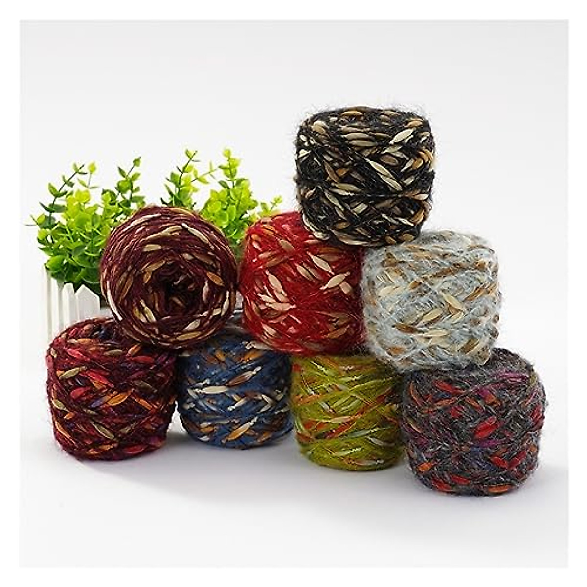 50G Blend Fancy Lantern Yarn Soft Mohair Hand Knitting Colored Crochet Wool Thread for DIY Scarf Sweater (Color : A Red)