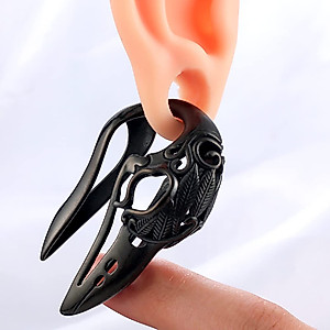 Casvort 2 PCS Black Halloween Eagle Ear Hanger Weight Stainless Steel Ear Gauges Body Jewelry Piercing Plug Pair Selling 5/8'' (16mm)