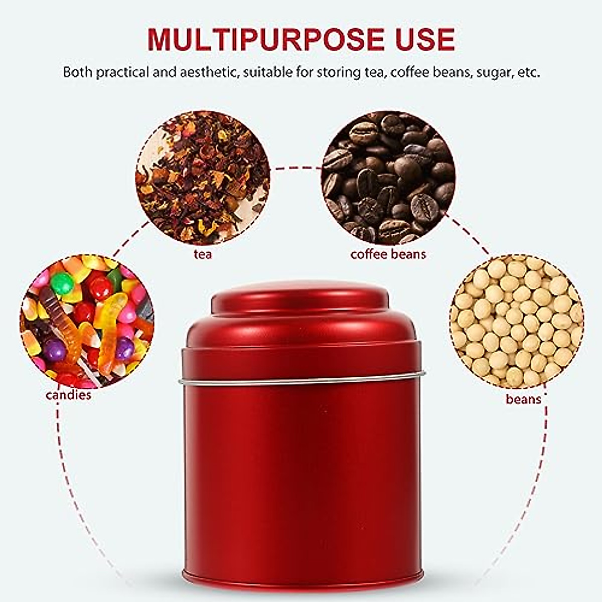 Containers with Lids Tea Canister Sealing Tea Jar Small Tea Tinplate Sealed Tea Storage Tin Sealing Tea Container Tea for Loose Tea Coffee Bean Sugar Salt (Red) Red