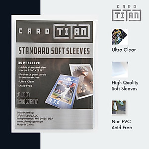 CARD TITAN PRO Premium Standard Soft Sleeves Pack of 500 - Premium Quality Ultra Clear Acid Free Penny Sleeves for Trading Cards - Card Sleeves Fit 2 5/8" x 3 5/8" Standard 35pt Trading Cards