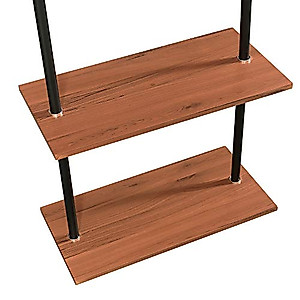 Furinno Wyatt Industrial Style Garment Rack with Wood Shelves, Antique Espresso