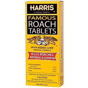 Harris Famous Roach & Silverfish Killer Tablets (6oz), Treats a Minimum of 12 Rooms, 145+ Tablets Included - 3 Packs Included