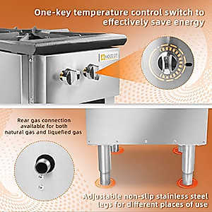 HOCCOT Single Burner Gas Stove, Propane and Natural Gas Commercial Hot Plate, 18"X21" Stainless Steel Wok Countertop Commercial Range, Outdoor Cooker, Restaurant Equipment Gas Stove Burner, 90,000 BTU