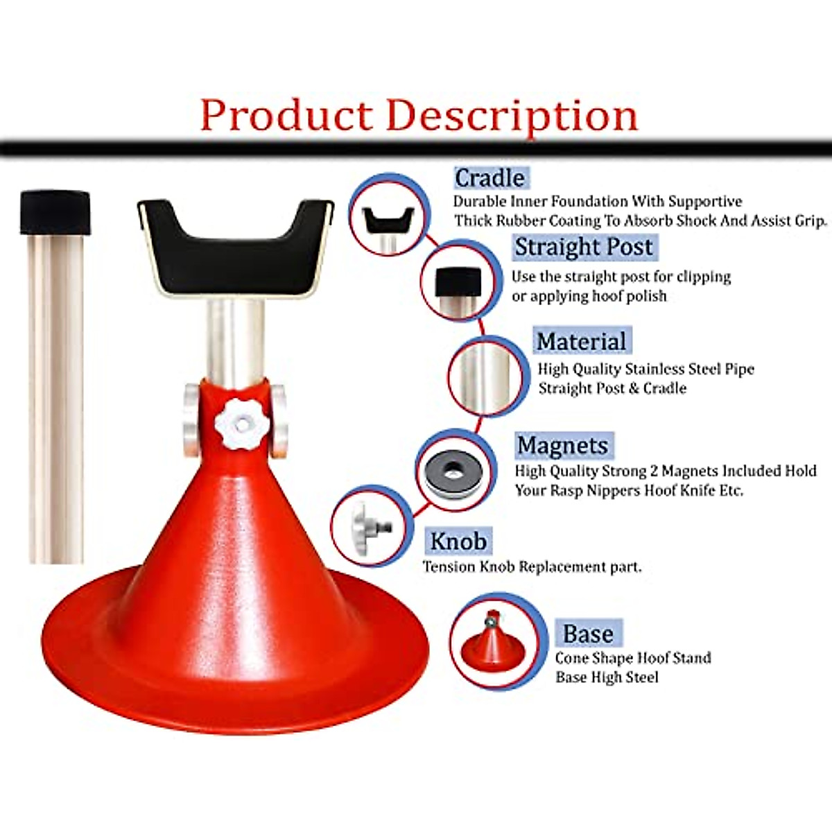 AAProTools Standard Size Farrier Stand Equine Trimming Shoeing Barefoot With Free Hoof Knife Gift
