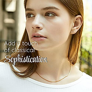 KISPER 24k Gold Box Chain Necklace – Thin, Dainty, Gold Plated Stainless Steel Jewelry for Women with Lobster Clasp, 36"