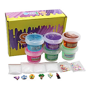 6 Pack Glimmer Slime Crunchy Slime kit,Unicorn Slime Crystal Slime kit for Girls,Super Soft and Non-Sticky, Birthday Gifts Slime Party Favors