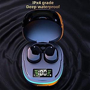 Wireless Bluetooth Headphones - LED Breathing Lamp Digital Display Earphones Waterproof Headphone 3D Stereo Sports Earbuds with Microphone Touch-Control Charging Bin Headset