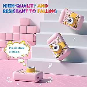 QUTOGO Kids Camera for Girls, HD Video Digital Camera for Kids, Girls Birthday Gifts Toys Children Kid Selfie Camera with 32GB Card, Toddler Camera for 3 4 5 6 8 10 11 12 Year Old, Pink