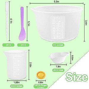 Silicone Measuring Cups for Resin Supplies, Resin Cups Kit with 600ml & 100ml Resin Mixing Cups and Tools, Silicone Cups for Resin Molds, Epoxy Resin Cups, Cooking, Casting Moulds, Jewelry Making