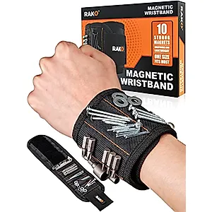 RAK Magnetic Wristband for Holding Screws - HVAC Tools Gifts for Men Who have Everything - Wrist Magnet Tool or Screw Holder for Handyman, Tech Geek, Mechanic, Electrician - Birthday Gifts for Dad