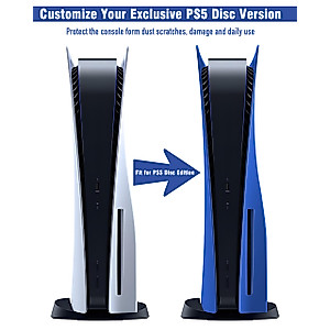 Joso Faceplate for PS5 Disc Edition, Anti-Scratch Dustproof Case Replacement, Cover Skin Fit for PS5 Console (CD-ROM), Plates for PS5 Accessories, Easy Installation - Blue