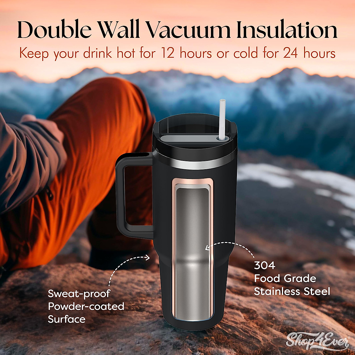 You Are The Best Thing I Ever Found on The Internet Engraved Insulated Stainless Steel Tumbler with Handle, Lid, and Straw 40 oz. Valentine's Day Gift(Black)