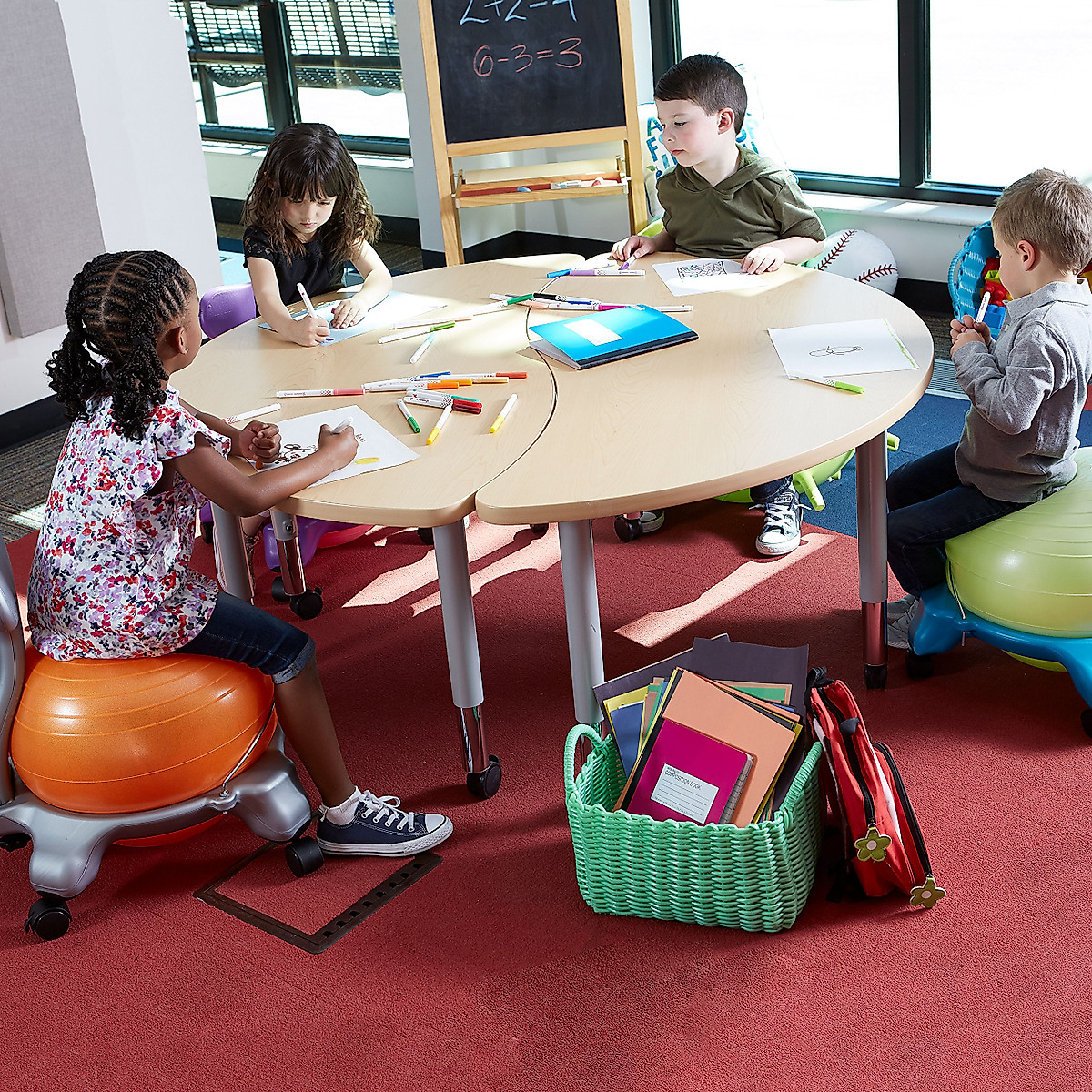 Gaiam Kids Balance Ball Chair - Classic Children's Stability Ball Chair, Alternative School Classroom Flexible Desk Seating for Active Students, Orange/Blue