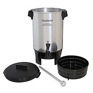 West Bend 58030 Coffee Urn Highly-Polished Aluminum Features Automatic Temperature Control with Fast Brewing and Easy Clean Up, 30-Cup, Silver
