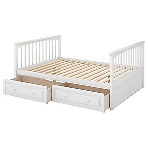 Merax Full-Over-Full Bunk Bed, Solid Wood Full Size Bunk Bed with Two Storage Drawers, Convertible Bunk Bed Can be Converted Into Two Full Size Daybeds (White)