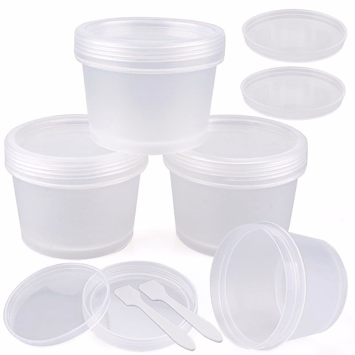 Cosywell Plastic Cream Jars 3.4oz/100ml Travel Containers for Toiletries Empty Cosmetic Pot Jars 4 Pieces Refillable TSA Approved Leak-proof Travel Size Accessories with Lids（Clear）