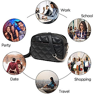 Small Quilted Crossbody Bags for Women, Double Top Zipper Shoulder Bag Lightweight Purses Handbags with Tassel