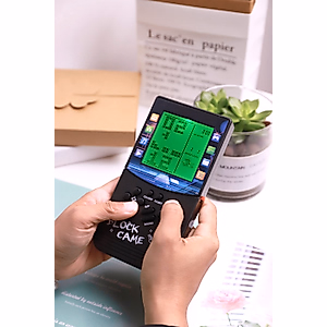 HLF New Large Screen Brick Game Console Green Backlight Built-in 23 Multi-Mode Block Games Classic Nostalgia Puzzle Speed and Difficulty can be Adjusted Suitable as a Gift for Kids (Black)