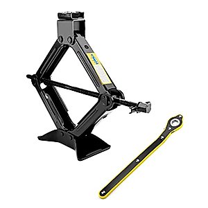 QWORK 4409 lbs Scissor Jack for Car, Steel Scissor Lift Jack Car Kit, Car Tire Jack for Auto/SUV/MPV, with Saving Effort Ratchet, Black
