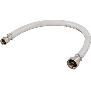 Eastman 16 Inch Flexible Faucet Connector, 1/2 Inch FIP Outlet x 3/8 Inch Compression Inlet Connection, Reinforced PVC Supply Line with Nickel-Plated Brass Nuts, 48131