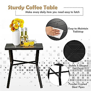 ZLXDP 3PCS Patio Rocking Bistro Set Cushioned Chair Armrest Side Table Red