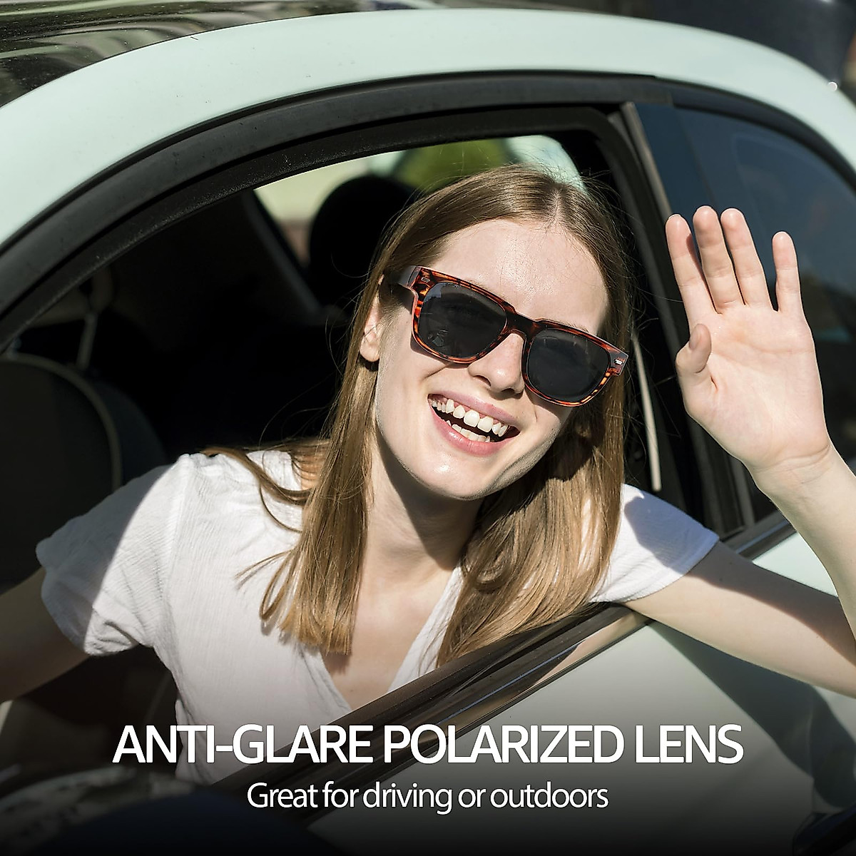 SIPHEW Polarized Fit Over Glasses Sunglasses for Women, Square Trendy Sun Glasses with UV400 Protection for Driving