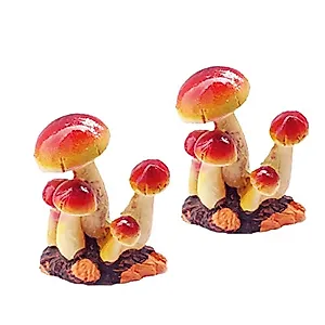 MUAMAX 2 Packs Fairy Garden Mushroom Small Figurines Miniature Garden Mushrooms Fairy Garden Mushrooms Small Little Tiny Mushroom Ornaments Micro Mushroom Figurines Plants Bonsai Craft Decor