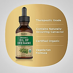 Piping Rock Oil of Oregano Organic Liquid Drops | 2 fl oz | with Extra Virgin Olive Oil | Herbal Extract Supplement | Non-GMO, Gluten Free