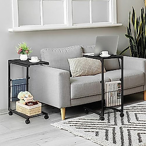 C Shaped End Table Set of 2, Black