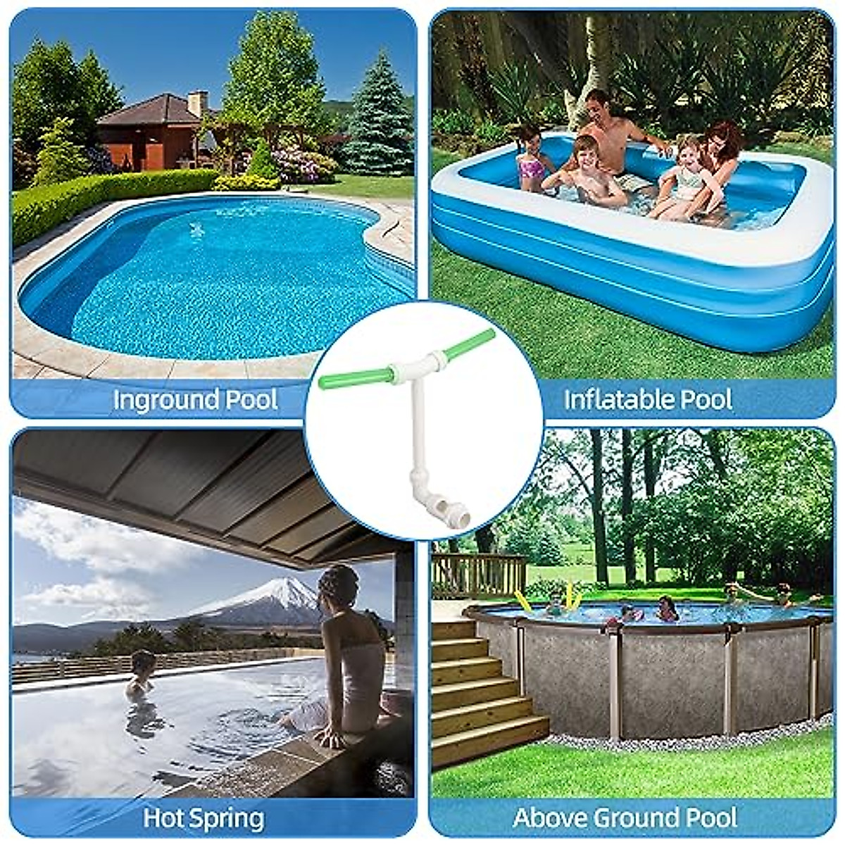 Opwulo Pool Fountain - Dual Spray Water Fountains for Above Ground/Inground Pools,2-in-1 Adjustable Waterfall Swimming - Pool Accessories,Outdoor Pool Sprinkler Fountain Cooler