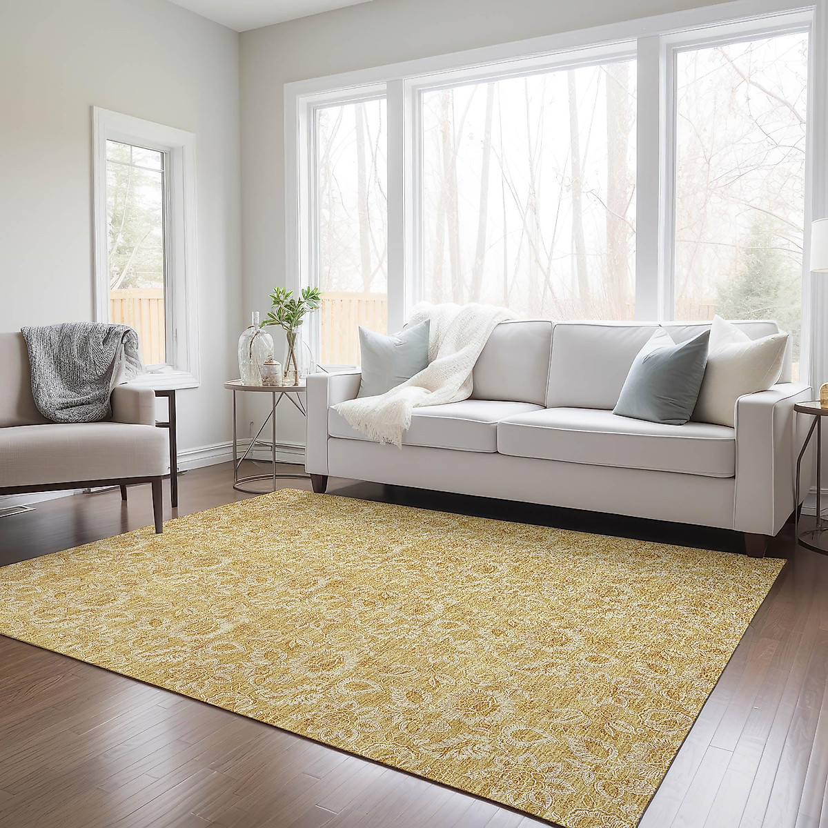 Addison Rugs Chantille ACN661 Gold 8' x 10' Indoor Outdoor Area Rug, Easy Clean, Machine Washable, Non Shedding, Bedroom, Entry, Living Room, Dining Room, Kitchen, Patio Rug