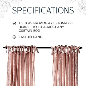 Elrene Home Fashions Korena Tie-Top Crushed Velvet Window Curtain Panel, Rustic-Chic Curtain Panel for Living Room or Bedroom, 52 Inches by 95 Inches, Blush, 1 Panel