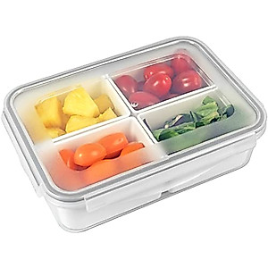 carrotez Food Storage Container with 4 Removable Compartments, Food Prep Container with Airtight Lids, Portion Control Container, Reusable, BPA Free, 6.3 Cup (1500ml)