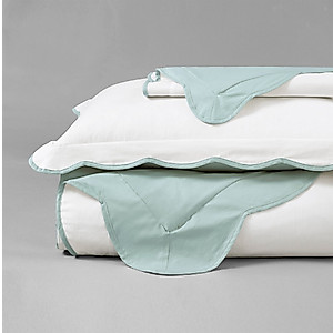 Lush Decor Coastal Chic Scallop Edge Duvet Blue/White 3 Piece Set King - Soft Elegant Affordable Luxury Duvet Set