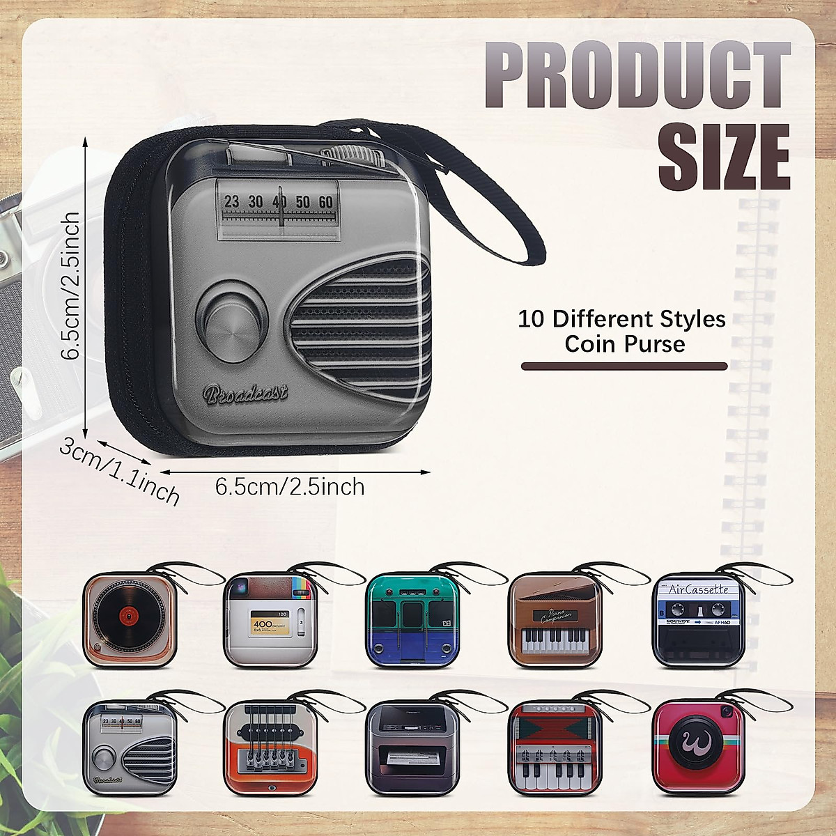 Silkfly 10 Pcs Retro Tinplate Coin Purse Key Coin Purse Small Creative Change Coin Storage Pouch Zipper Mini Pocket Wallet for Kids Boys Girls Women Men Gifts