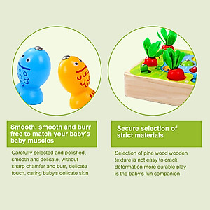 USBOOY Toddlers Toys for Kids Baby Boys Girls,Carrots Harvest Wooden Educational Toy Shape Size Sorting Puzzle Developmental Preschool Learning Gifts Matching Game with Magnet Poles