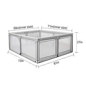 YOBEST Baby Playpen, Extra Large Play Pens for Toddlers, Babys Fence Play Area, Indoor & Outdoor Playard for Babies Kids Activity Center with Gate, Sturdy Safety Play Yard with Soft Breathable Mesh