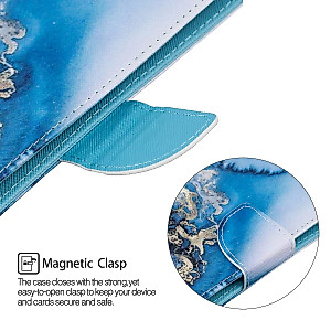 Universal Case for 6.5-7.5'' Tablet, Newshine Colorful Wallet Stand Cover for 7.0'' Samsung Galaxy Tablet, Amazon Kindle Fire 7/HDX 7 and other Around 7 Inch Models - Blue Marble