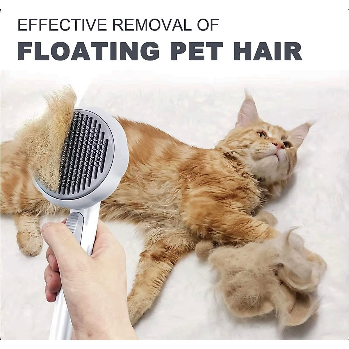 Miss pary Cat Brush Dog Brush, Designed To Remove Loose Fur, Tangles, Mats With Convenient Release Button Feature, Easly Removal Of Trapped Hair From Brush, Indoor Cats Dog Hair Grooming Tool, White