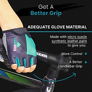 LuxoBike Cycling Gloves Bicycle Gloves Bicycling Gloves Mountain Bike Gloves – Anti Slip Shock Absorbing Padded Breathable Half Finger Short Sports Gloves Accessories for Men/Women